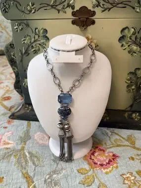 Chico's | Jewelry | Chicos Blue Stone Tassel Necklace | Poshmark